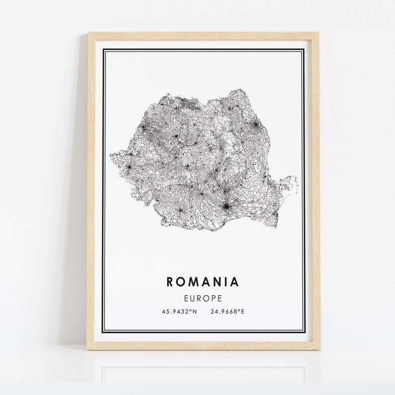 Romania Country Map Print Poster Canvas Romania Country Road - Etsy