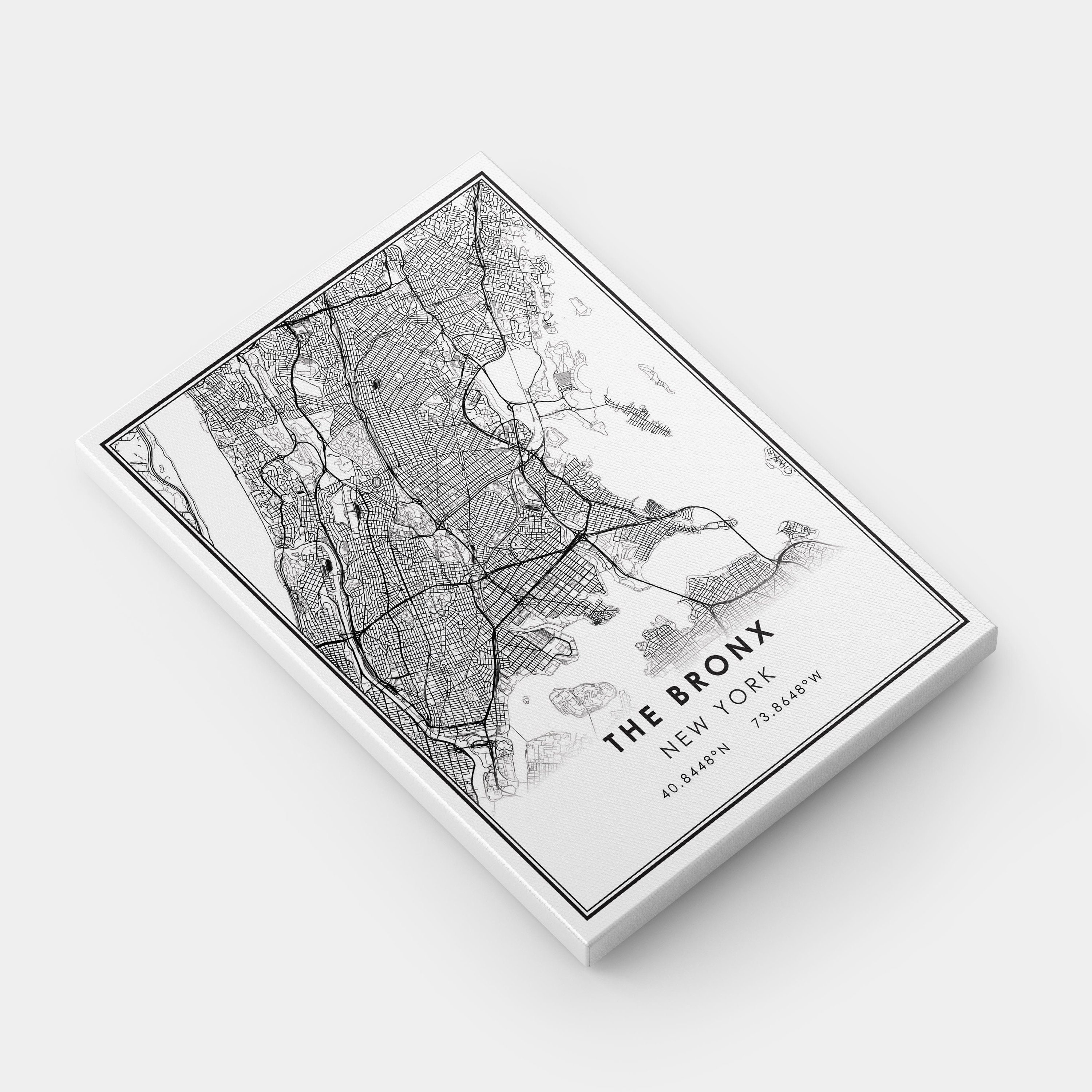 The Bronx Map Print Poster Canvas | New York Map Print Poster Canvas ...