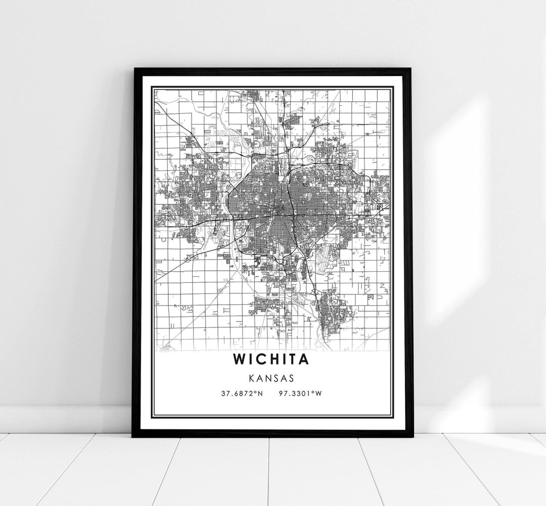Wichita Map Print Poster Canvas | Kansas Map Print Poster Canvas ...