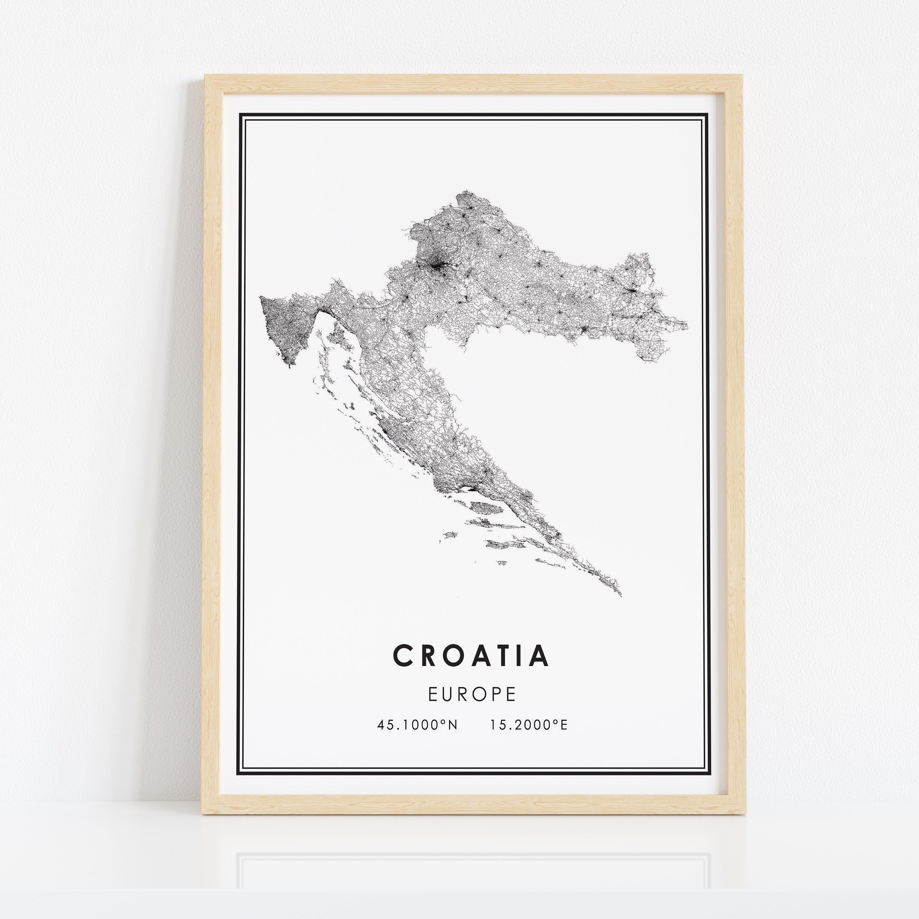 Croatia Country Map Print Poster Canvas Croatia Road Map | Etsy