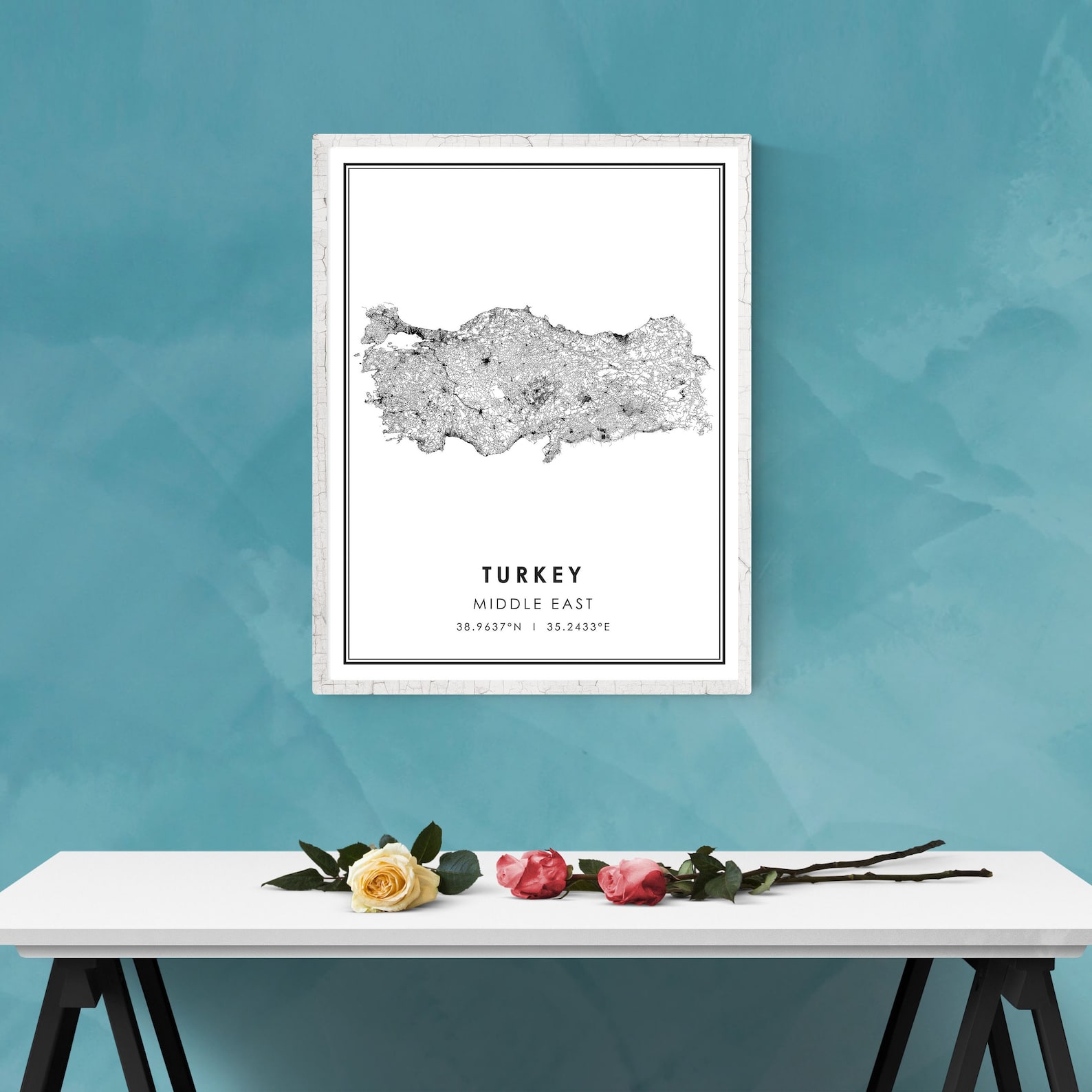 Turkey country map print poster canvas Turkey Middle East | Etsy