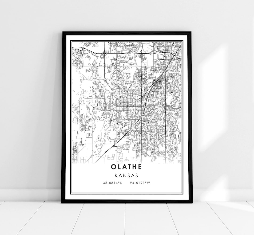 Olathe Map Print Poster Canvas | Kansas Map Print Poster Canvas ...