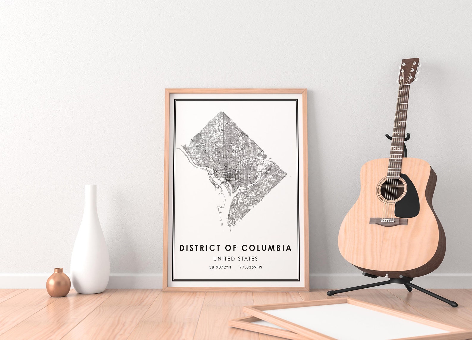 District of Columbia Washington Map Print Poster Canvas | Etsy