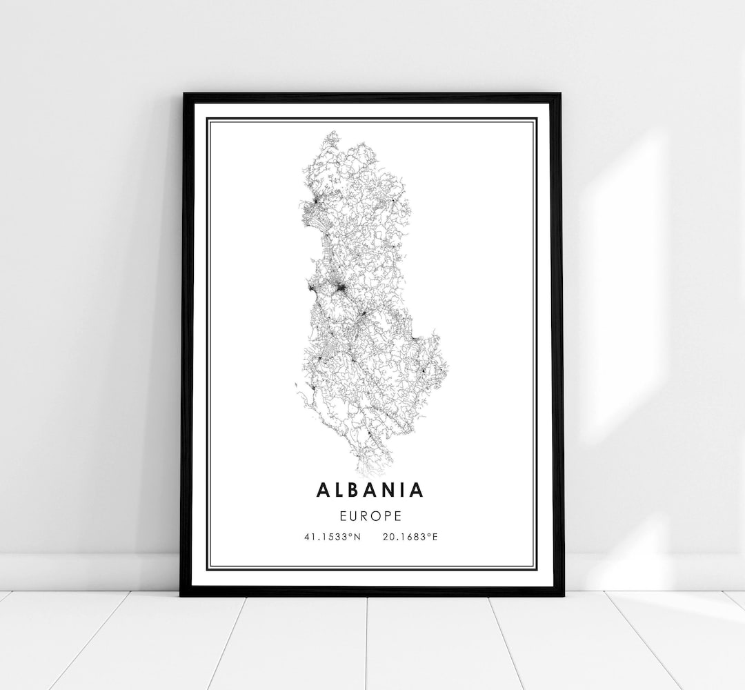 Albania Country Map Print Poster Canvas Albania Country Road Map Print ...