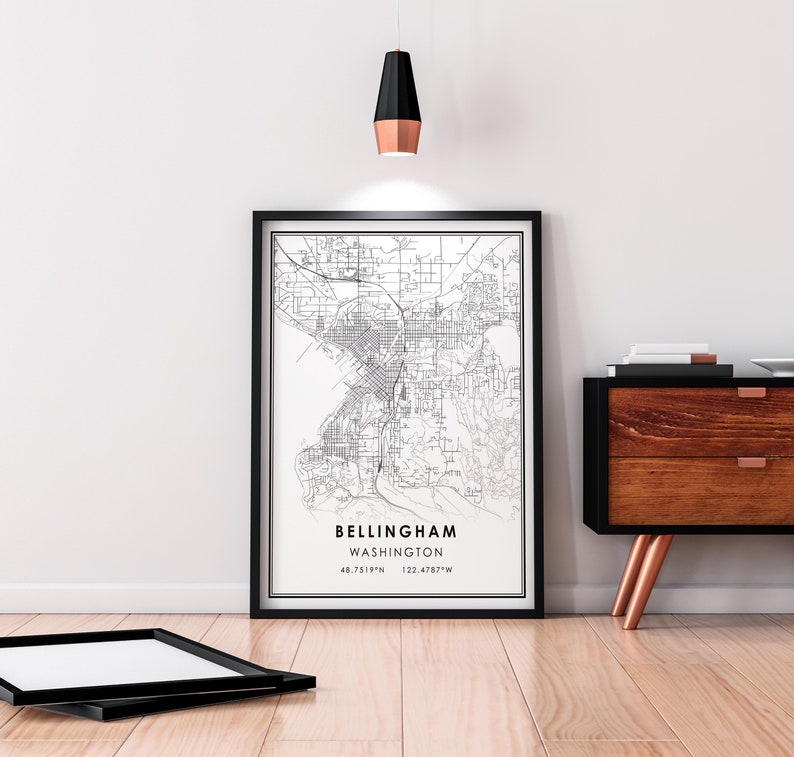 Bellingham Map Print Poster Canvas Washington Map Print - Etsy