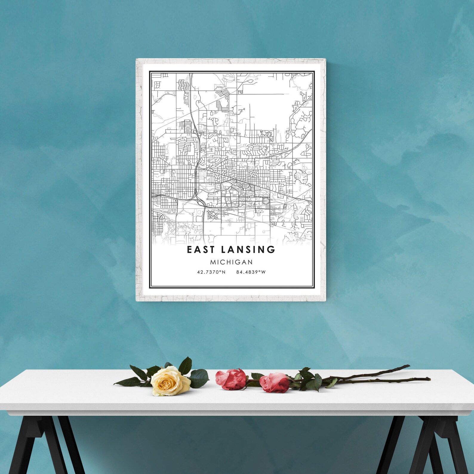 East Lansing map print poster canvas East Lansing Michigan | Etsy