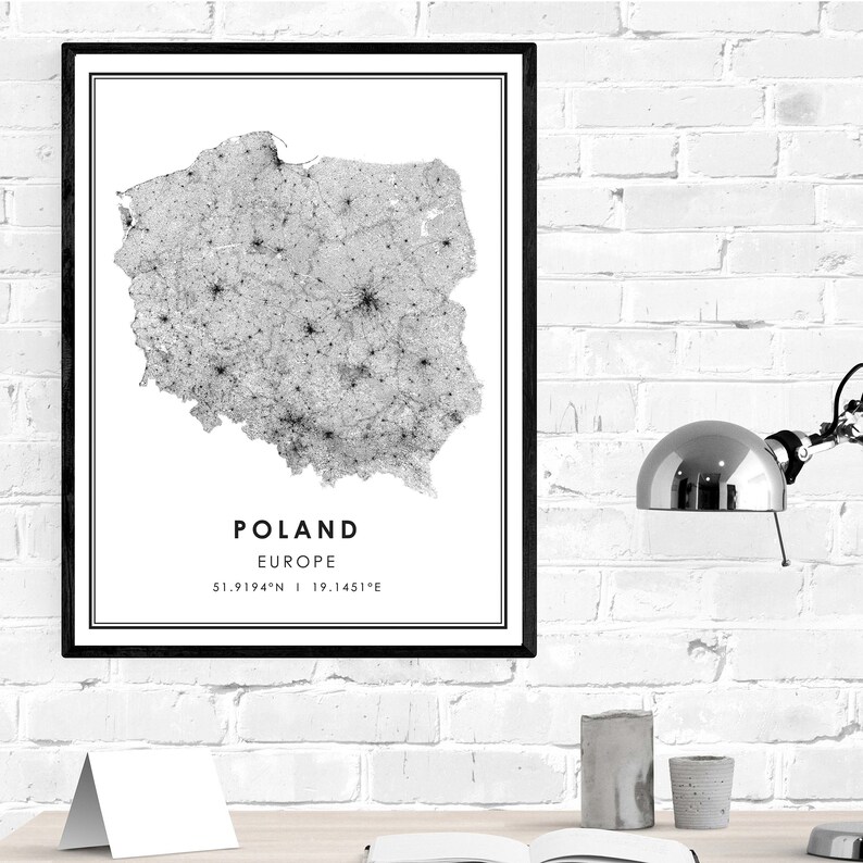 Poland country map print poster canvas Poland Europe Country | Etsy