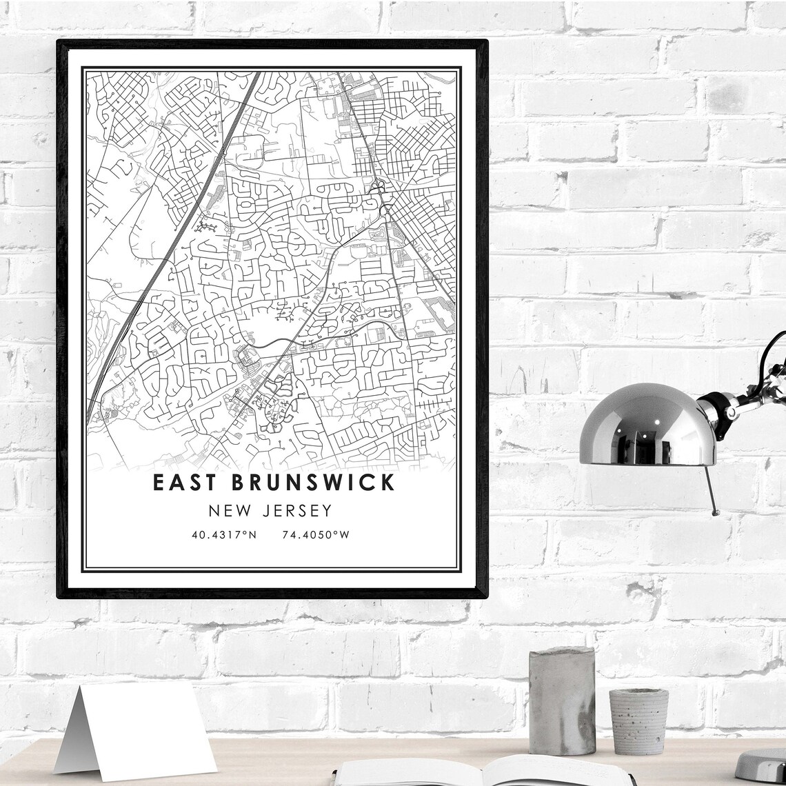 East Brunswick map print poster canvas East Brunswick city | Etsy