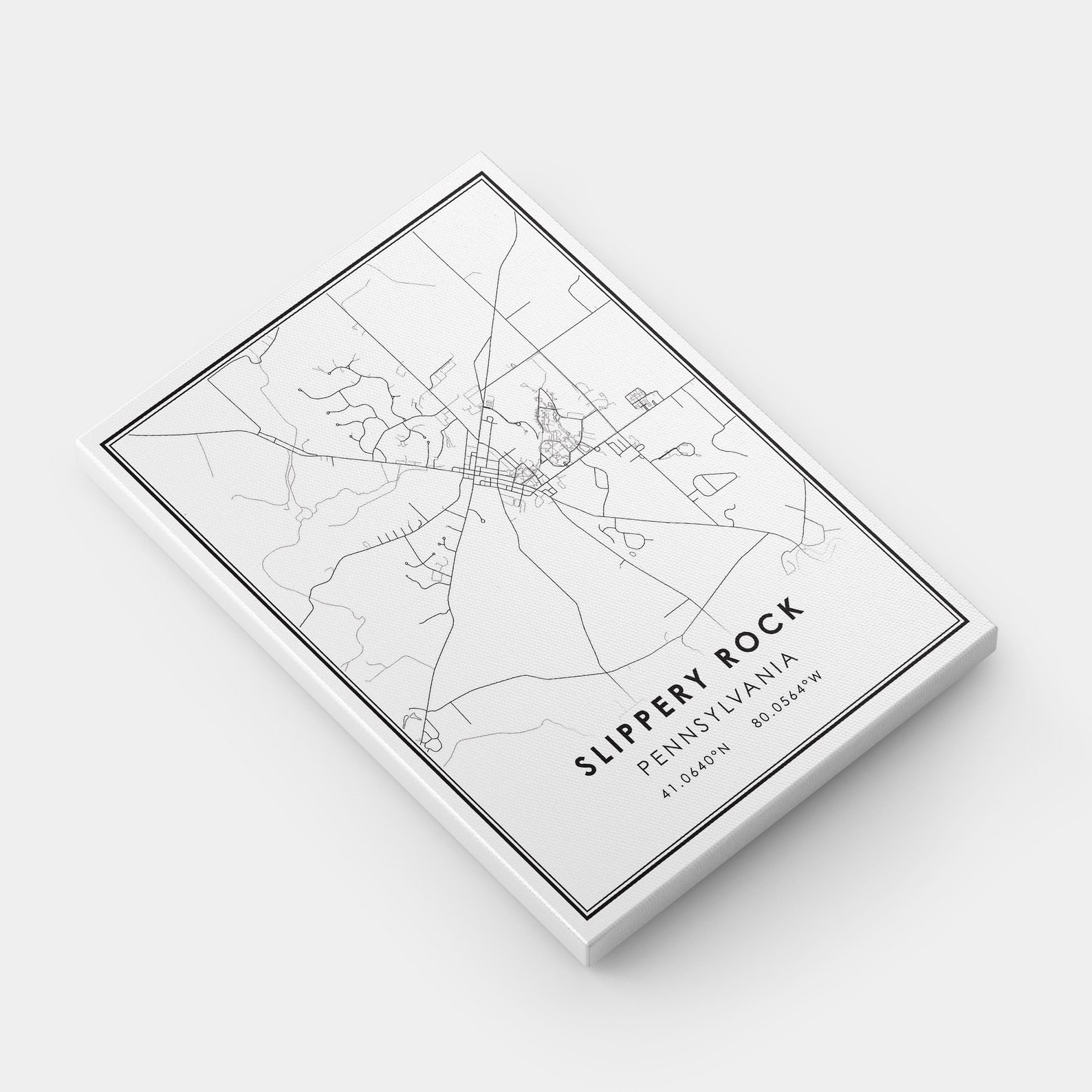 Slippery Rock Map Print Poster Canvas Pennsylvania Map Print - Etsy