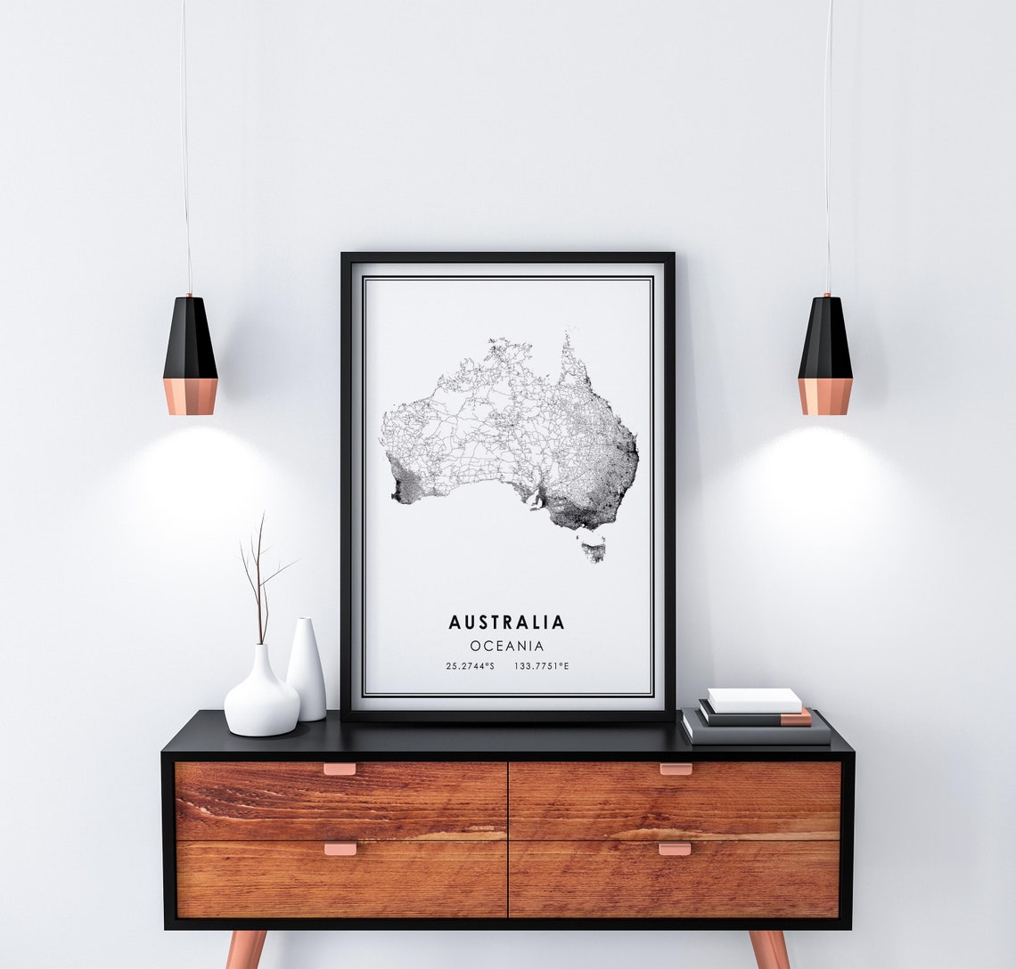 Australia Map Print Poster Canvas Australia Country Road Map - Etsy