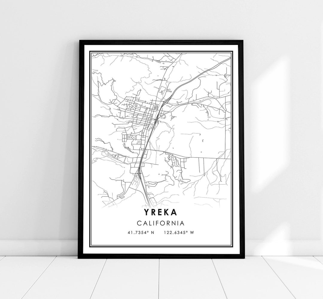 Yreka Map Print Poster Canvas California Map Print Poster Canvas Yreka ...