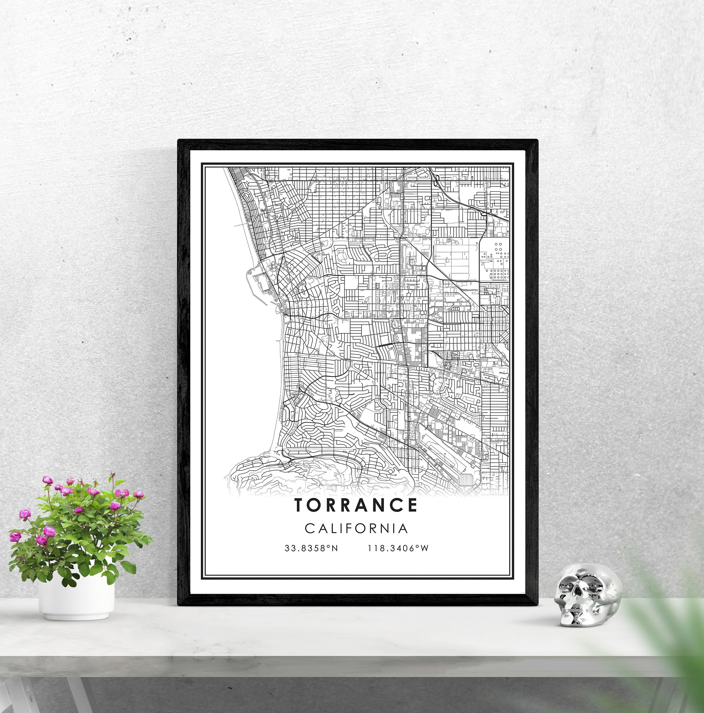 Torrance map print poster canvas Torrance Street map | Etsy