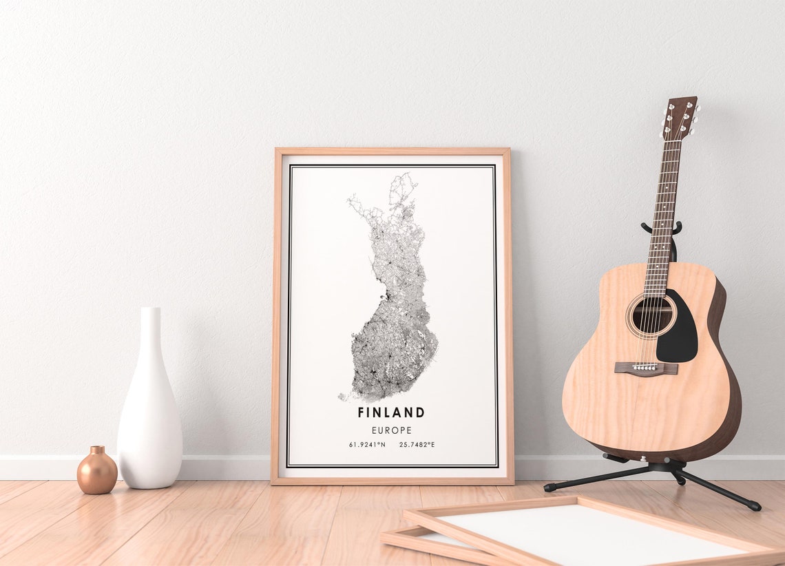 Finland Country Map Print Poster Canvas Finland Country Road - Etsy
