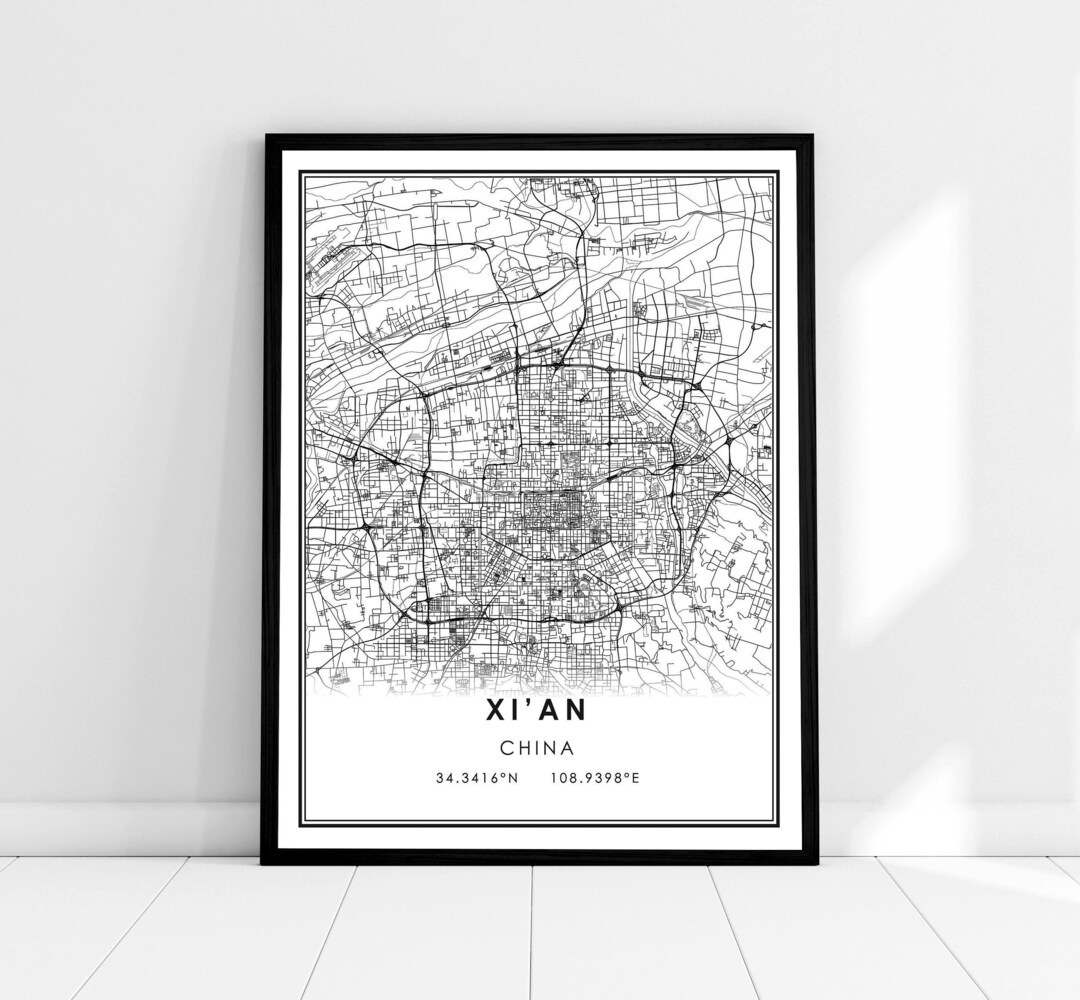 Xi'an Map Print Poster Canvas | China Map Print Poster Canvas | Xi'an ...