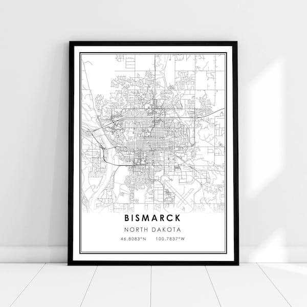 Bismarck City Map - Etsy