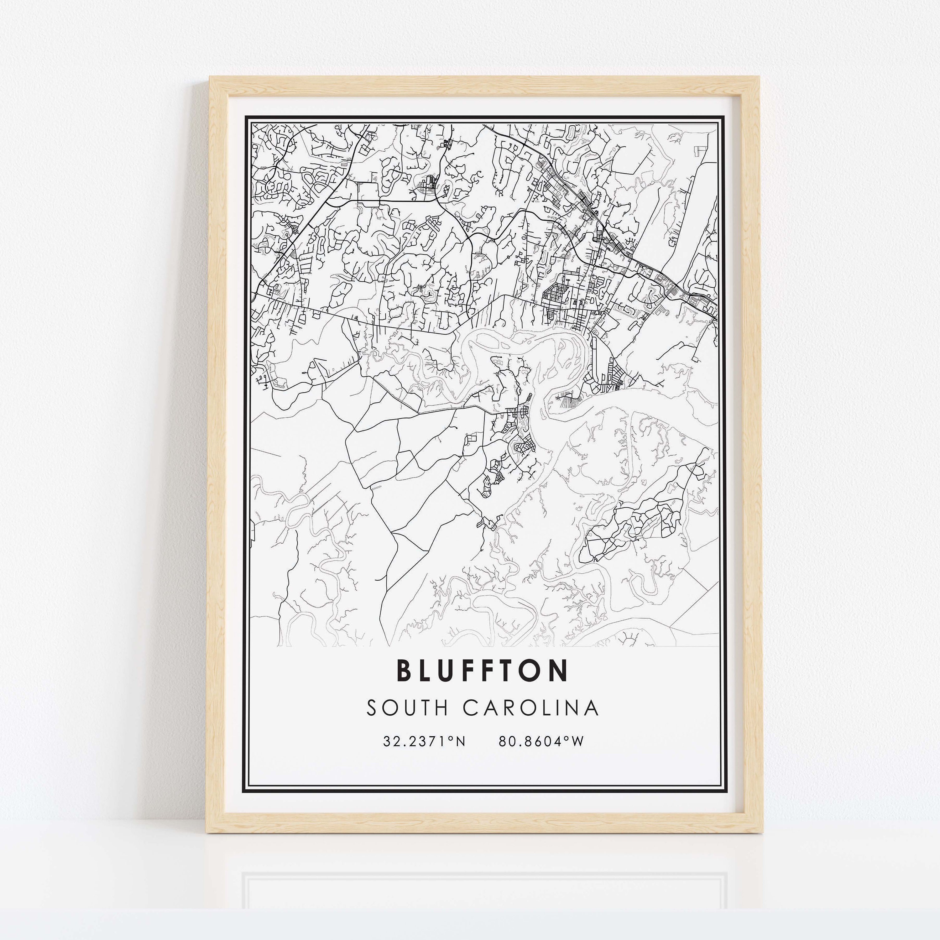 Bluffton South Carolina Map Print Poster Canvas South - Etsy