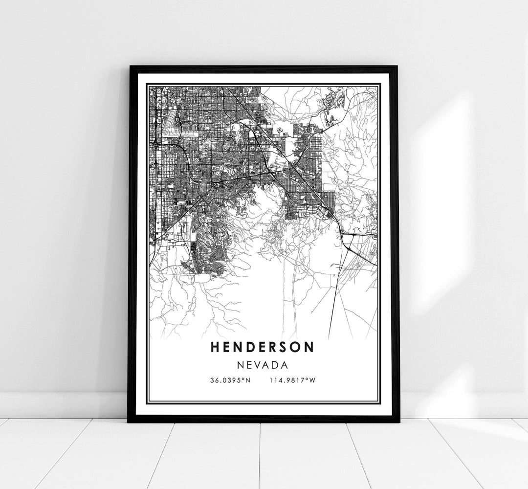 Henderson Map Print Poster Canvas | Nevada Map Print Poster Canvas ...