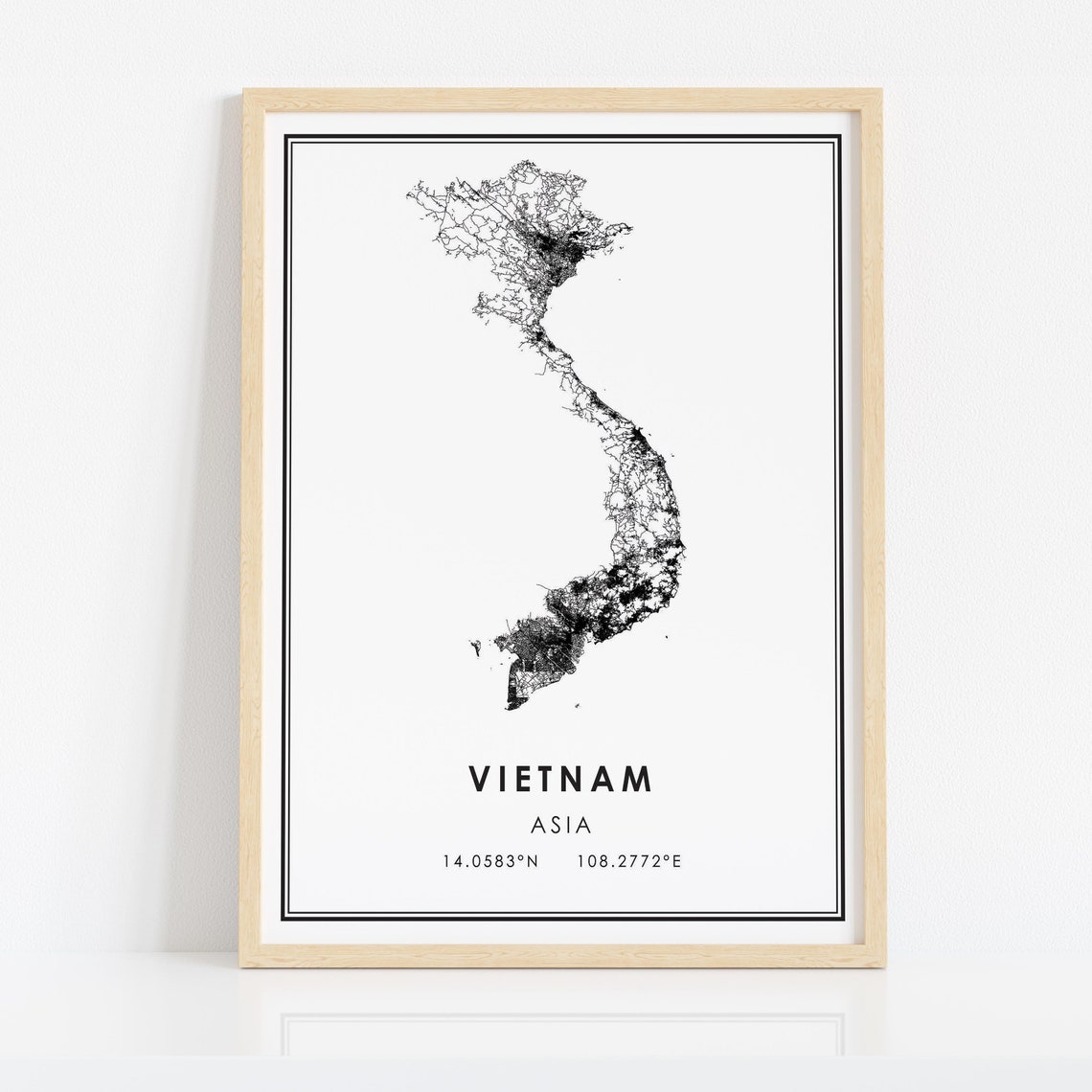 Vietnam Map Print Poster Canvas Vietnam Road Map Print - Etsy