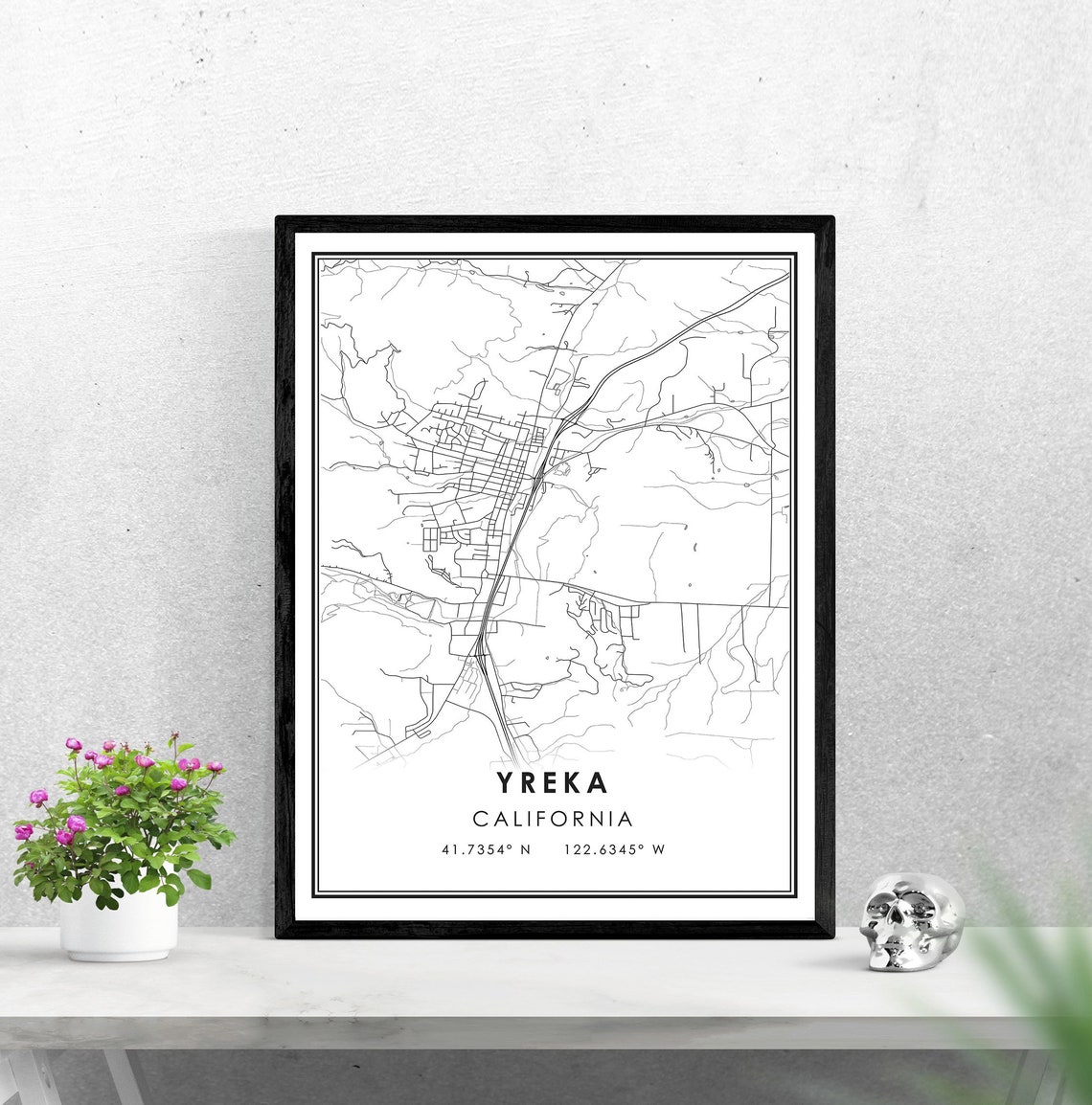 Yreka map print poster canvas California map print poster | Etsy
