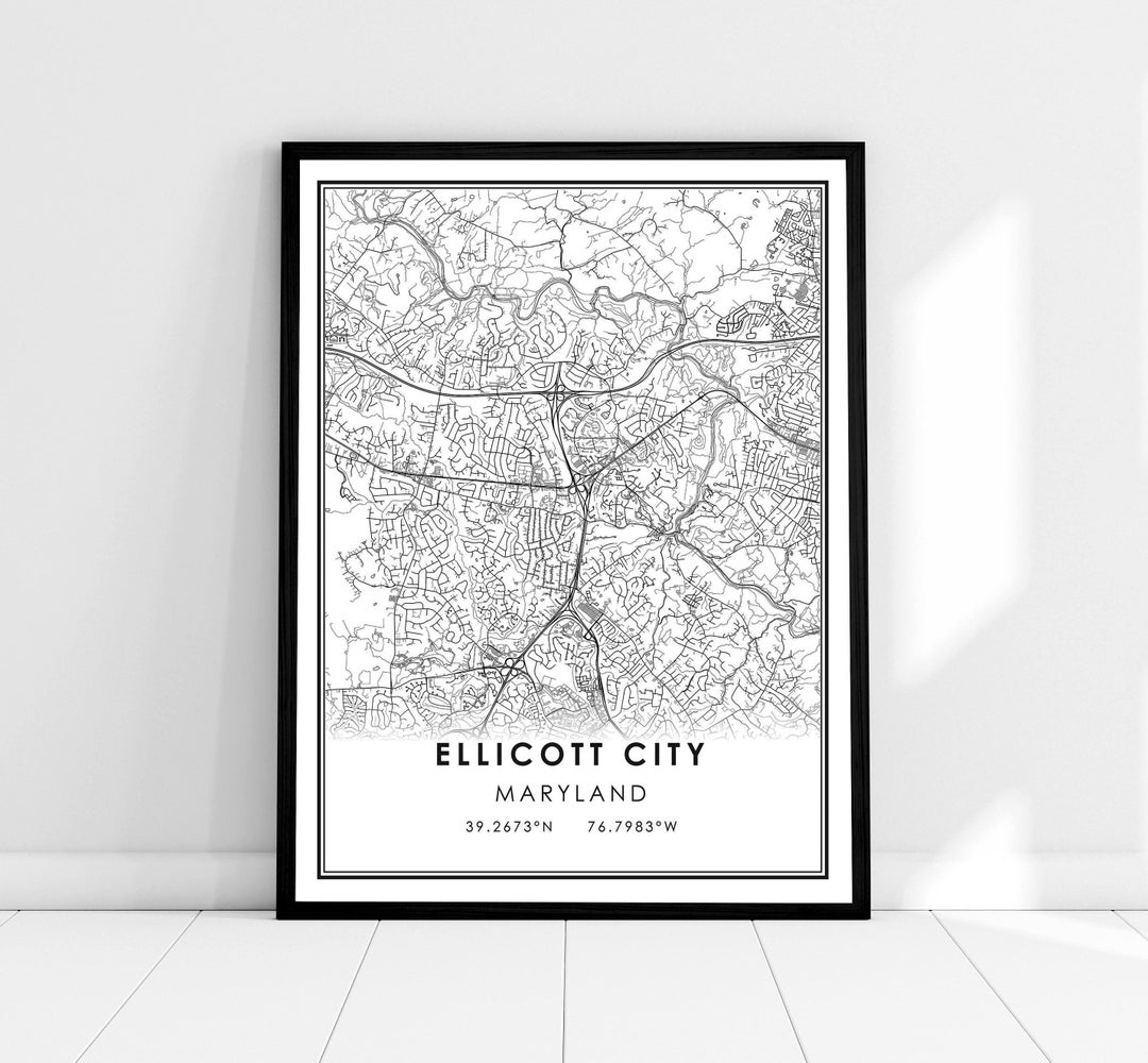 Ellicott City Map Print Poster Canvas | Maryland Map Print Poster ...
