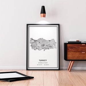 Turkey Country Map Print Poster Canvas | Turkey Middle East Country ...