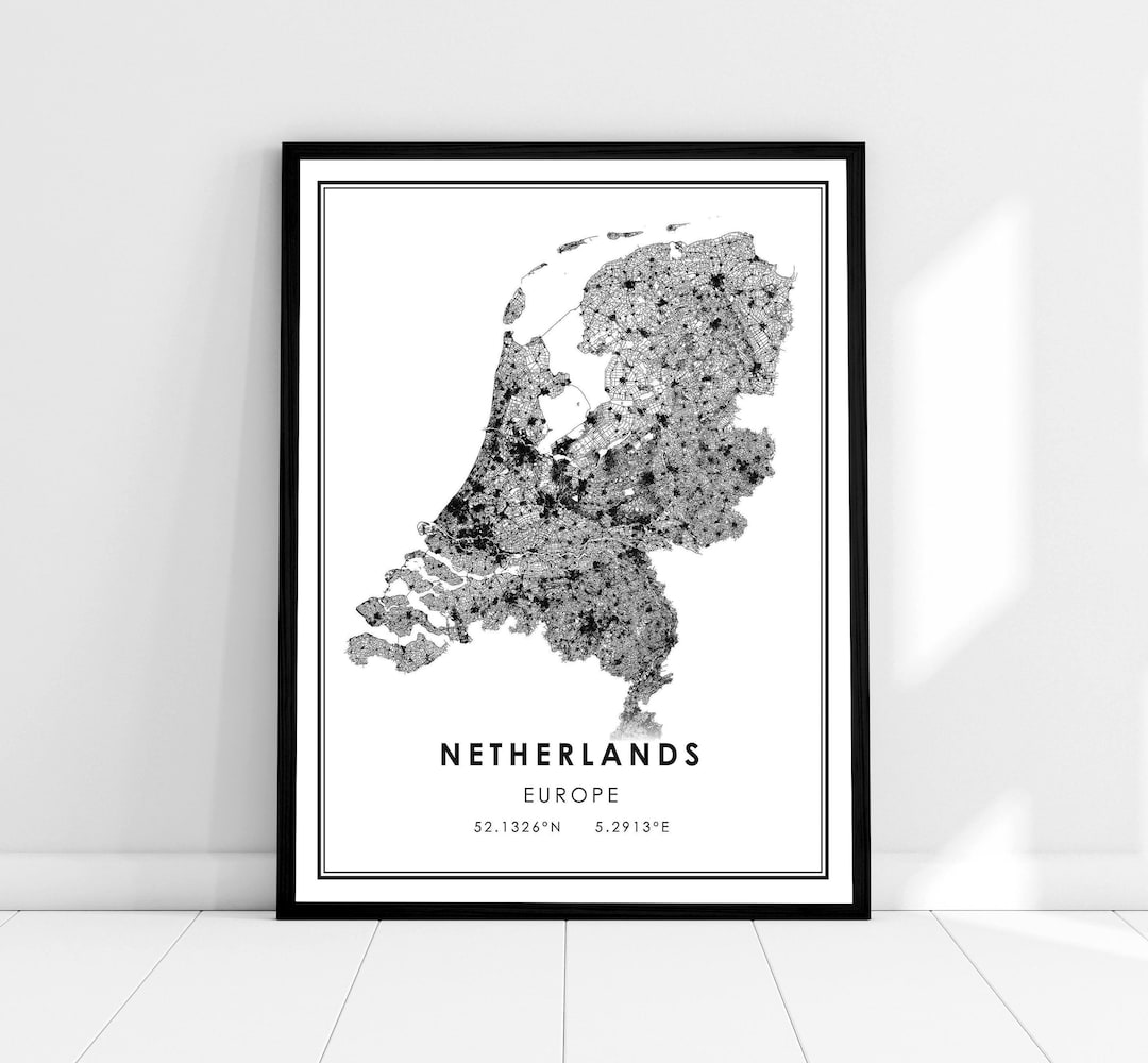 Netherlands Country Map Print Poster Canvas Netherlands Country Road ...