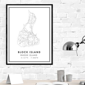 Block Island Map Print Poster Canvas Rhode Island Map Print | Etsy
