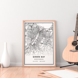Green Bay Map Print Poster Canvas | Wisconsin Map Print Poster Canvas ...