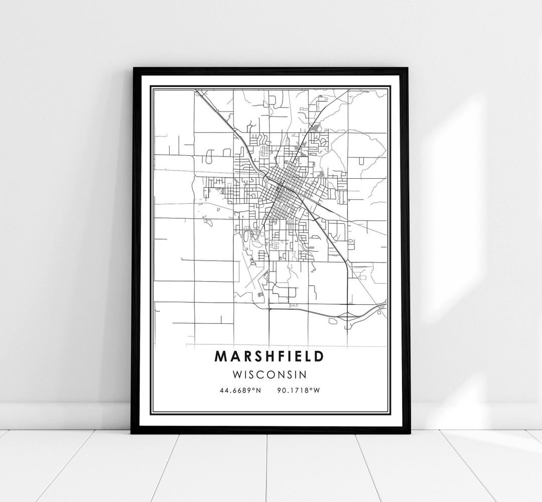 Marshfield Map Print Poster Canvas | Wisconsin Map Print Poster Canvas ...