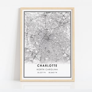 Charlotte Map Print Poster Canvas | Charlotte Map Print Poster Canvas ...