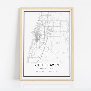 South Haven Map Print Poster Canvas | Michigan Map Print Poster Canvas ...