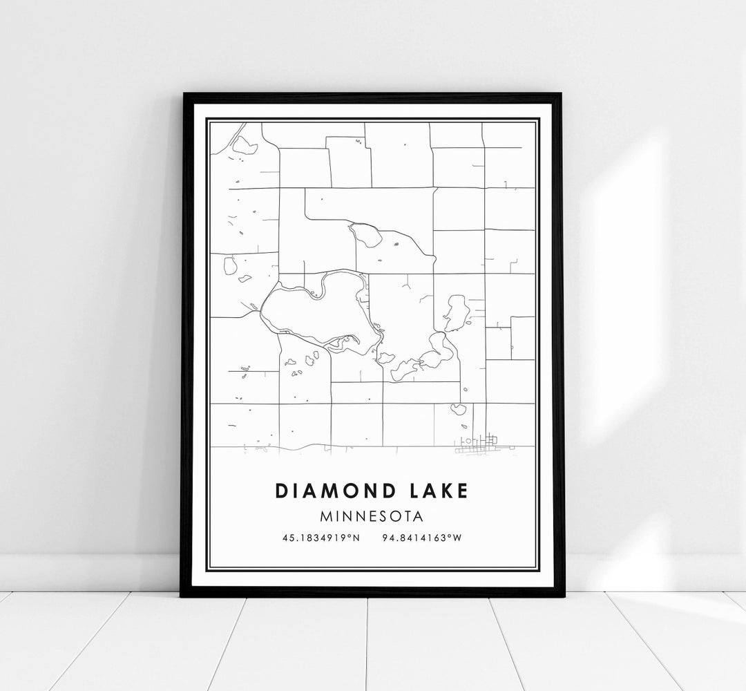 Diamond Lake Minnesota Map Print Poster Canvas | Diamond Lake City Map ...