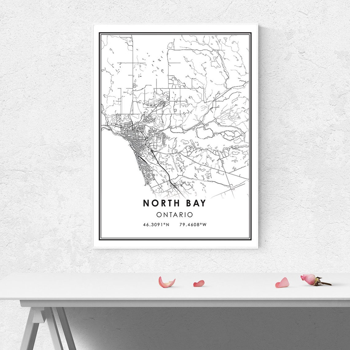 North Bay map print poster canvas North Bay Ontario Street | Etsy