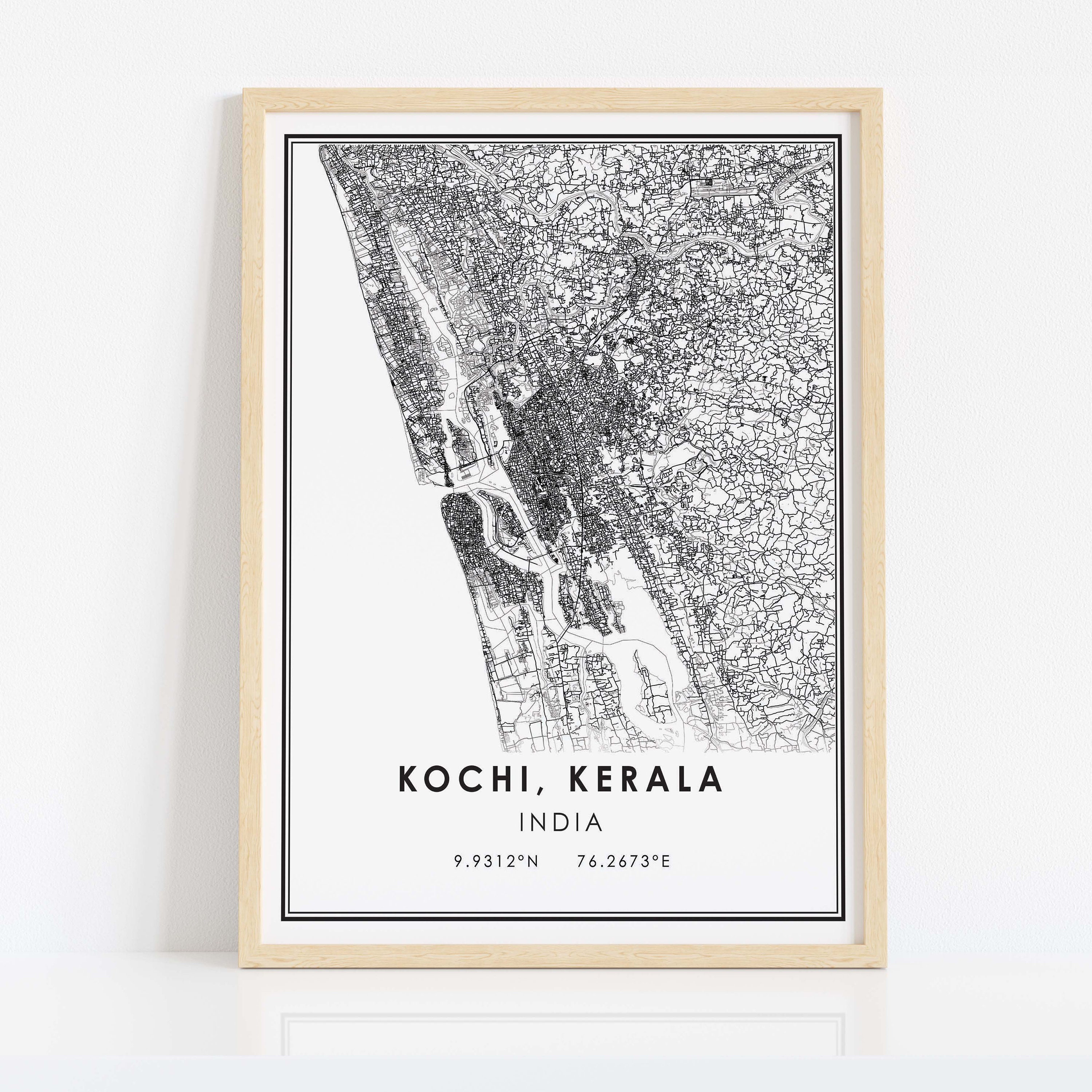 Kochi India Map Print Poster Canvas India Kochi Map Print - Etsy
