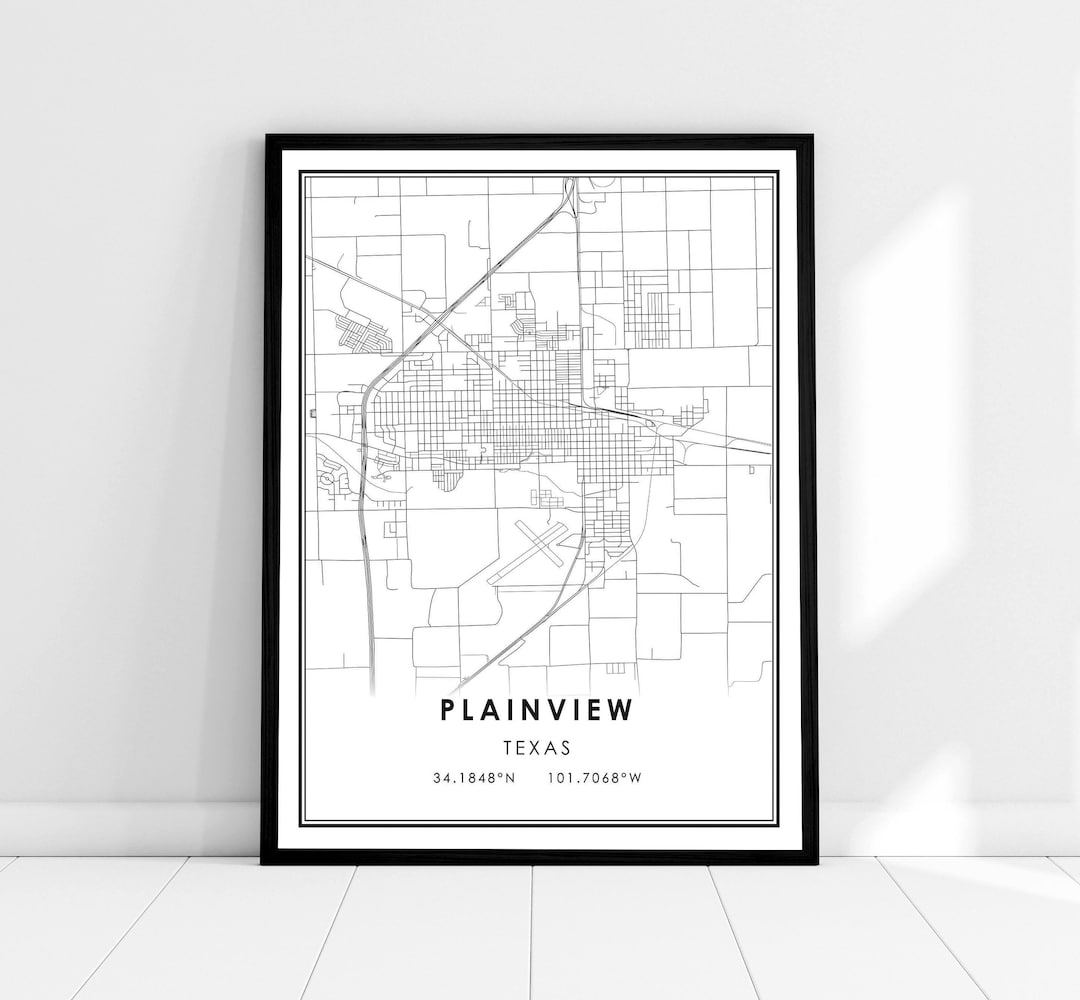 Plainview Map Print Poster Canvas | Texas Map Print Poster Canvas ...