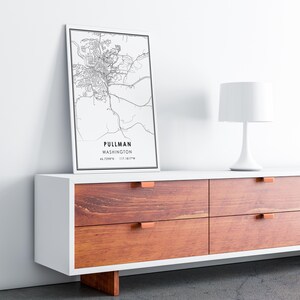 Pullman Map Print Poster Canvas | Washington Map Print Poster Canvas ...