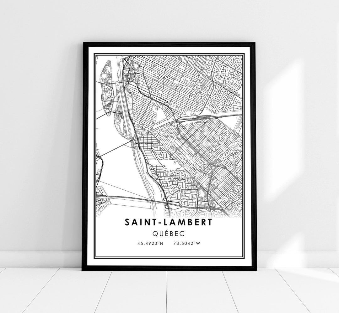 Saint Lambert Map Print Poster Canvas | Quebec Map Print Poster Canvas ...