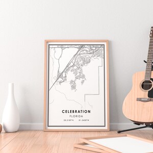 Celebration Map Print Poster Canvas | Florida Map Print Poster Canvas ...