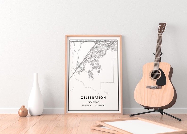 Celebration Map Print Poster Canvas Florida Map Print Poster - Etsy
