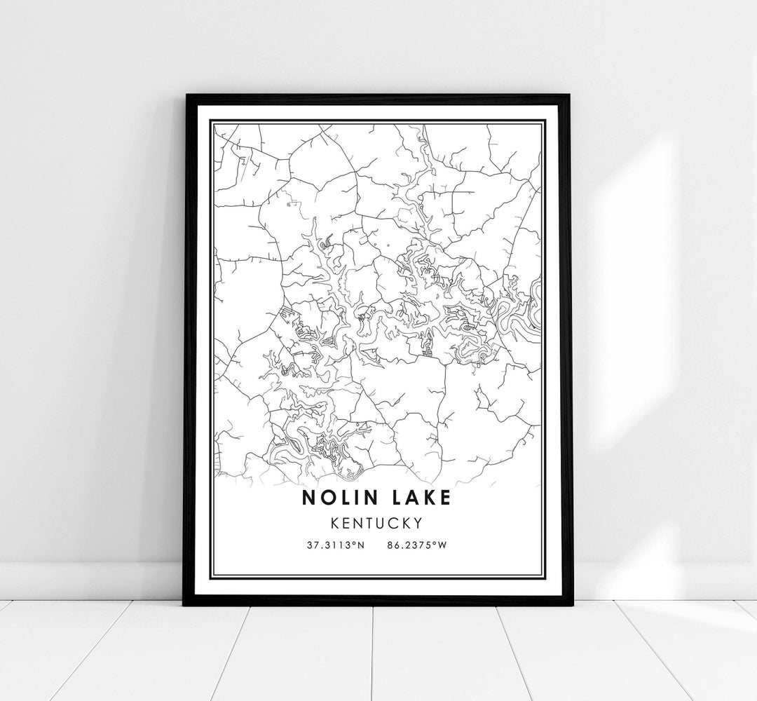 Nolin Lake Map Print Poster Canvas | Kentucky Map Print Poster Canvas ...