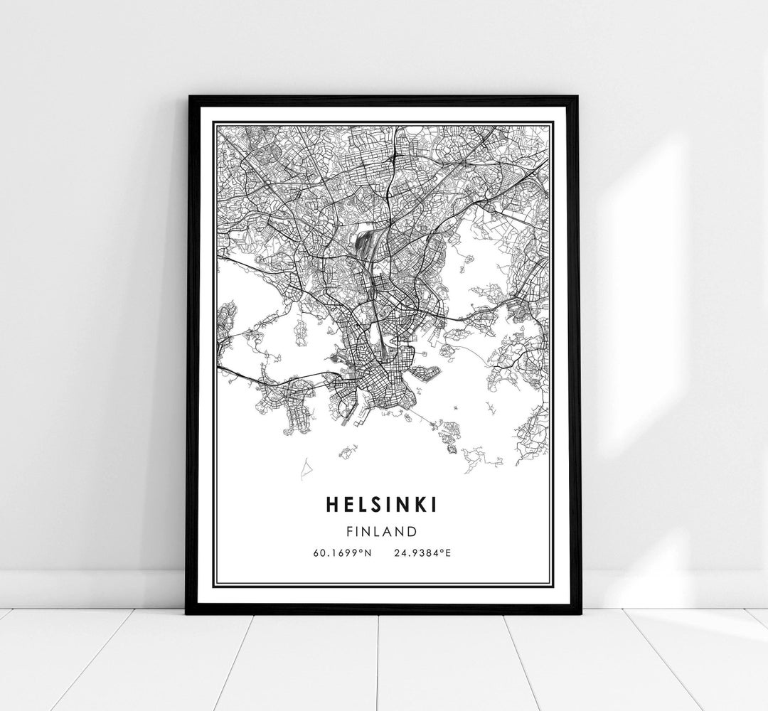 Helsinki Map Print Poster Canvas | Finland Map Print Poster Canvas ...