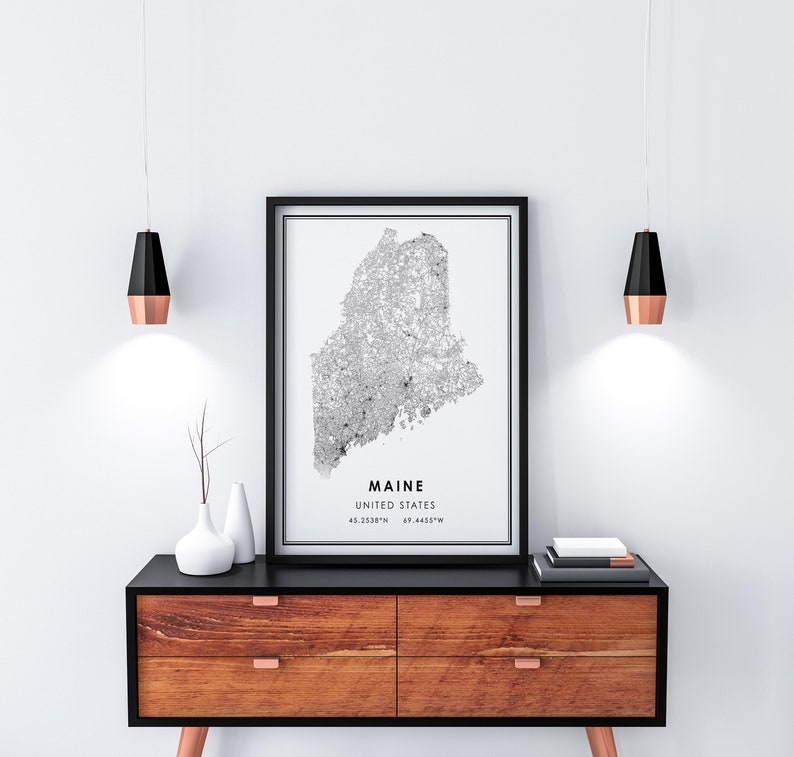 Maine United States Map Print Poster Canvas Maine United - Etsy