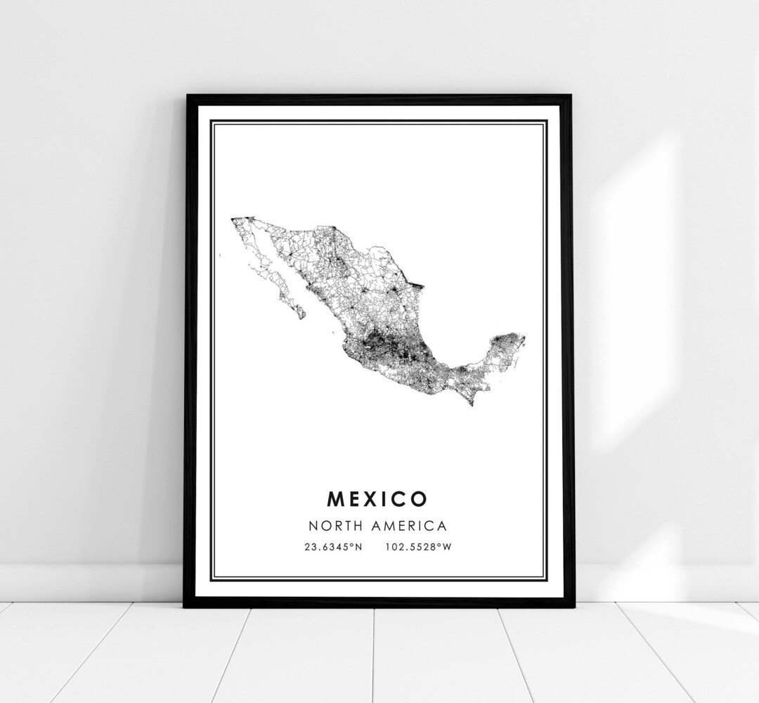 Mexico Country Map Print Poster Canvas | North America Map Print Poster ...