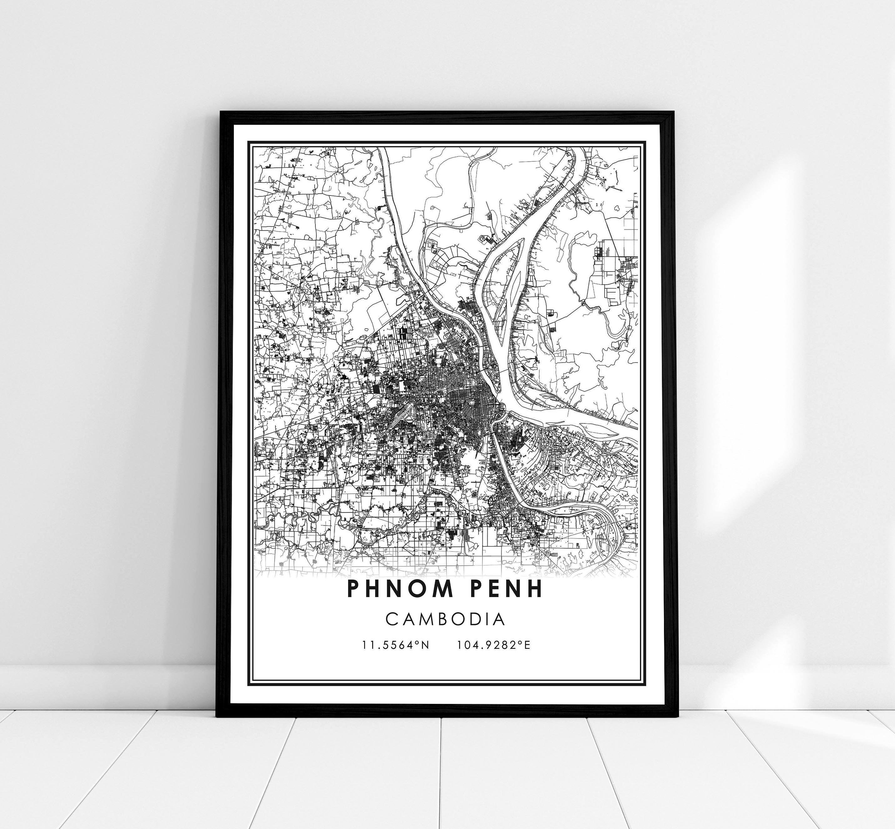 Phnom Penh Map Black And White