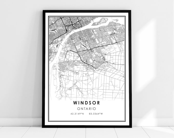 WINDSOR MAP - Minimalist Windsor Art Print, Customizable City Map, High ...