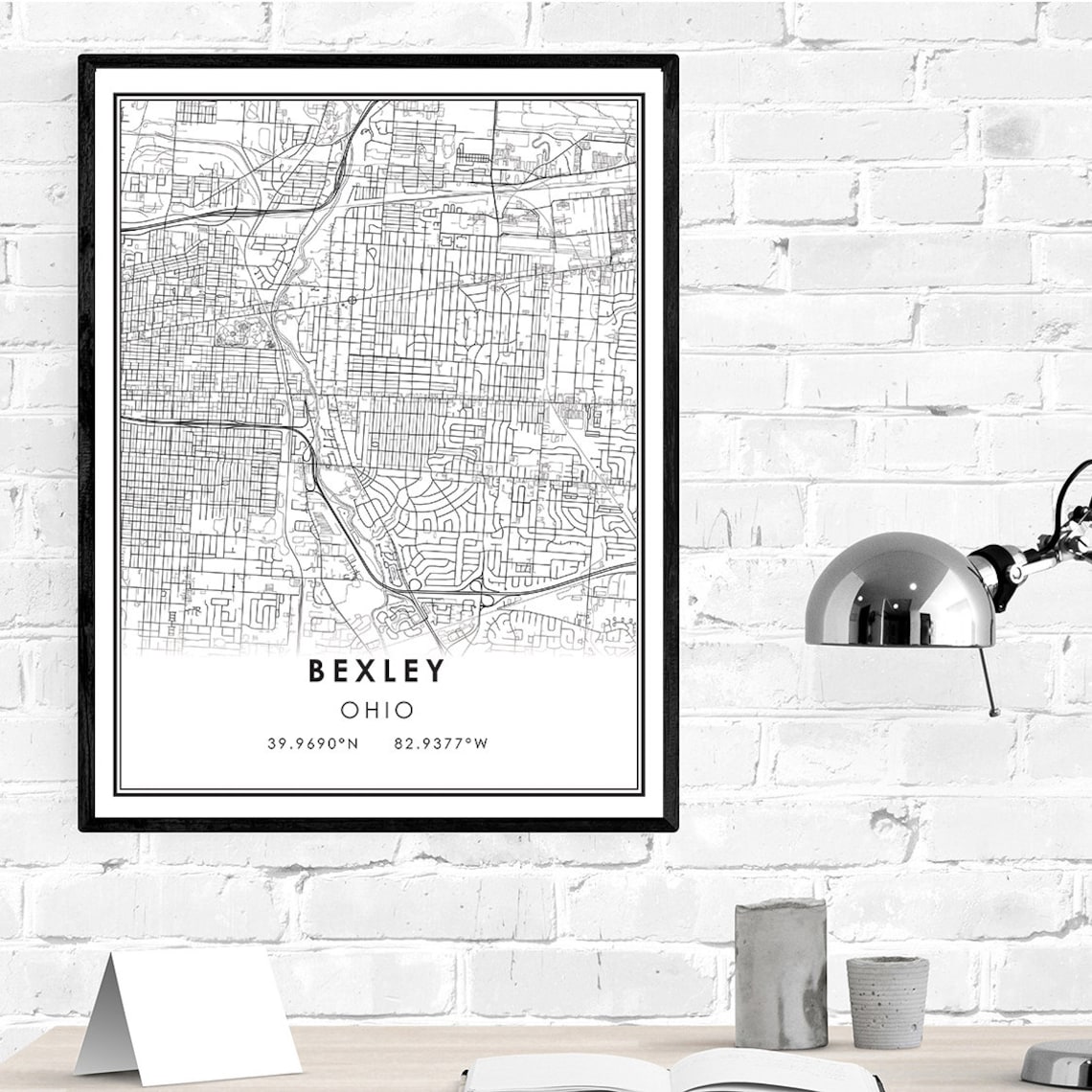 Bexley map print poster canvas Ohio map print poster canvas | Etsy