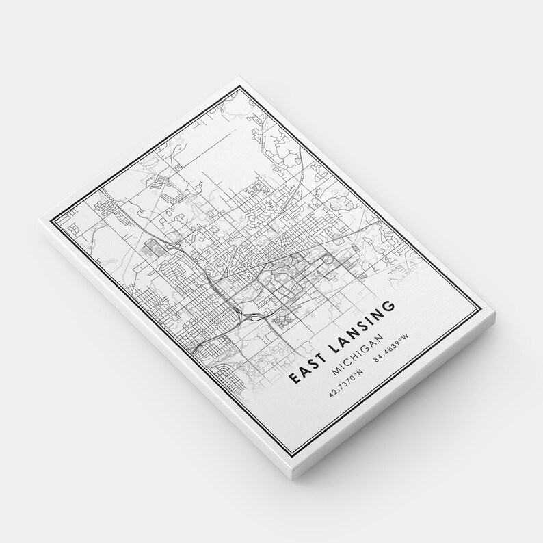 East Lansing Map Print Poster Canvas Michigan Map Print - Etsy