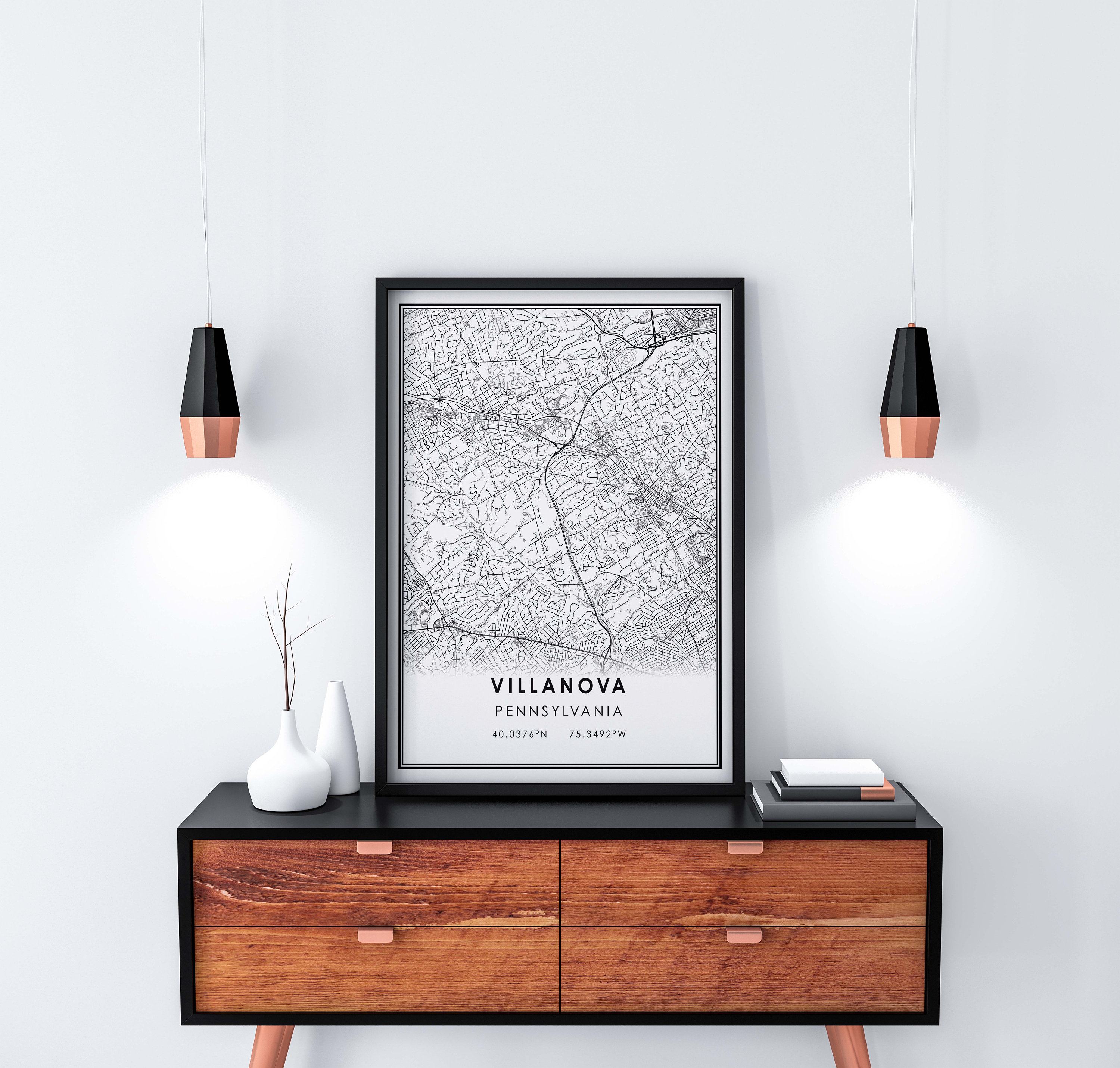 Villanova Pennsylvania Map Print Poster Canvas | Pennsylvania Map Print ...