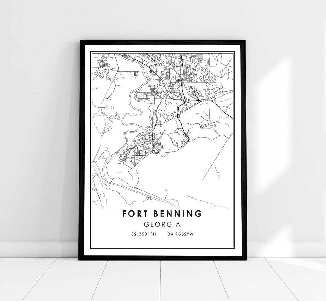 Fort Benning Map Print Poster Canvas | Georgia Map Print Poster Canvas ...