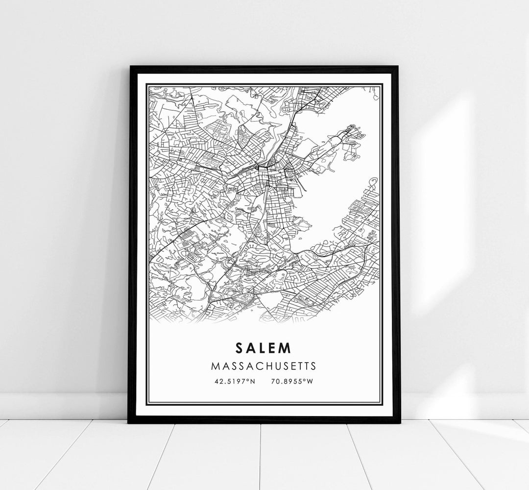 Salem Massachusetts Map Print Poster Canvas | Salem City Map Print ...